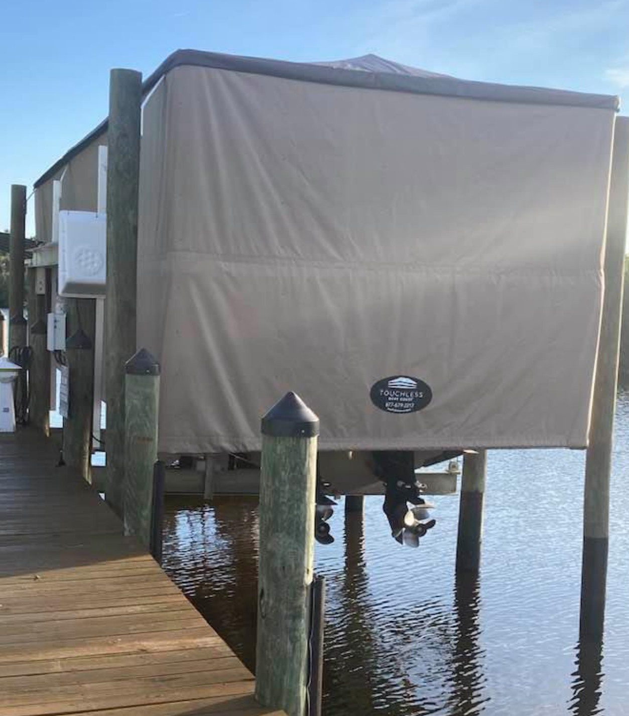 Touchless Covered Boat at Dock